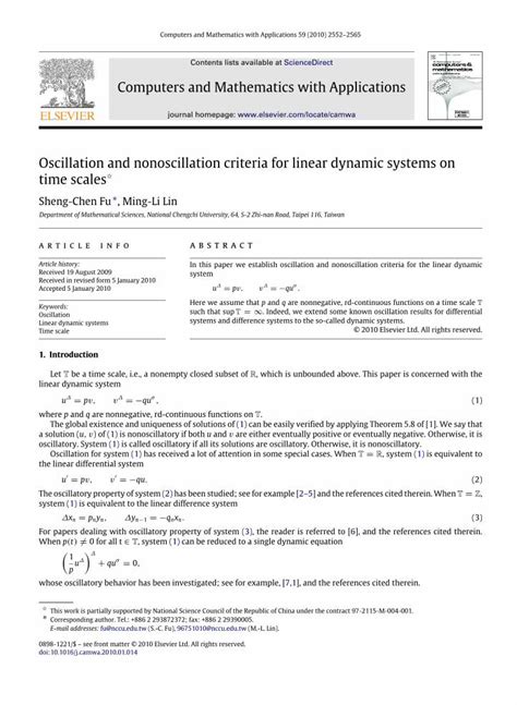 Pdf Oscillation And Nonoscillation Criteria For Linear Dynamic