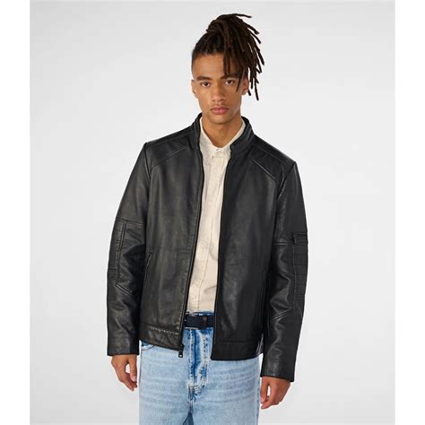 Mens Black Classic Leather Jacket Tig