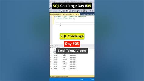 Sql Challenge Day 05 In Telugu Sql Tutorial Sql Shorts Youtube