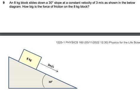 Solved 9 An 8 Mathrm ~kg Block Slides Down A