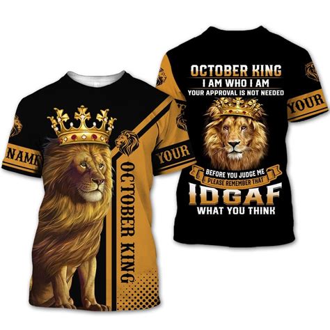 Personalized Name Birthday Outfit October Guy Lion King Yellow Birthda