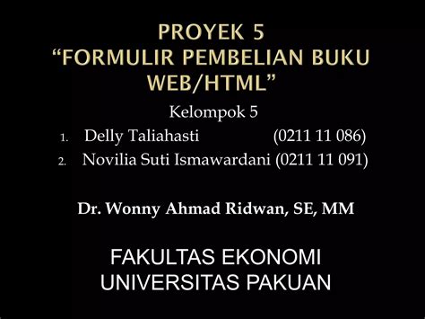 Proyek 5 Formulir Pembelian Buku Web Html Ppt
