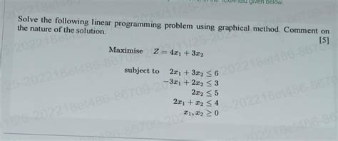 Solved Solve The Following Linear Programming Problem Using Chegg