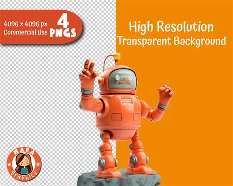Cute 3d Robot Clipart Set High Resolution Pngs 4 Different Characters Downloadable Files