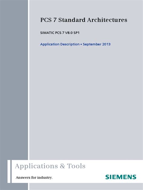 Pcs7 Standard Architectures V80 Sp1 Sep 13 Pdf Personal