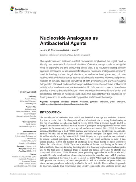 Nucleoside Analogues As Antibacterial Agents Pdf Antimicrobial Resistance Dna