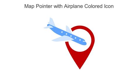 map pointer with airplane colored icon in powerpoint pptx png and