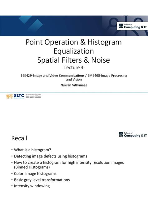 Lecture 4 Point Operation Histogram Equalization Pdf Computer