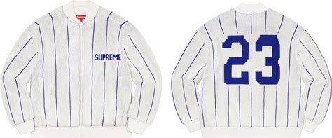 Pinstripe Varsity Zip Up Sweater Spring Summer 2023 Supreme