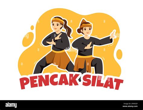 Pencak Silat Sport Illustration With People Pose Martial Artist From