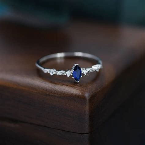 Vintage Inspired Sapphire Blue Cz Ring By Silver Rain Silver