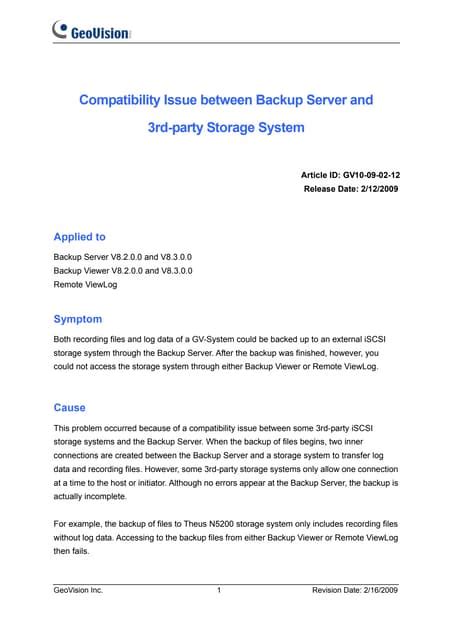 Compatibility Issue Ofbackupserverv82v83 Pdf