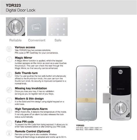 Yale Ydr323 Rfid Digital Door Lock Furniture And Home Living Security