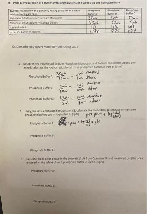 B PART B Preparation Of A Buffer By Mixing Chegg