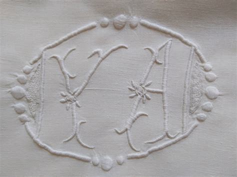 A Vintage French Linen Metis Sheet With Hand Embroidered Monogram Ya