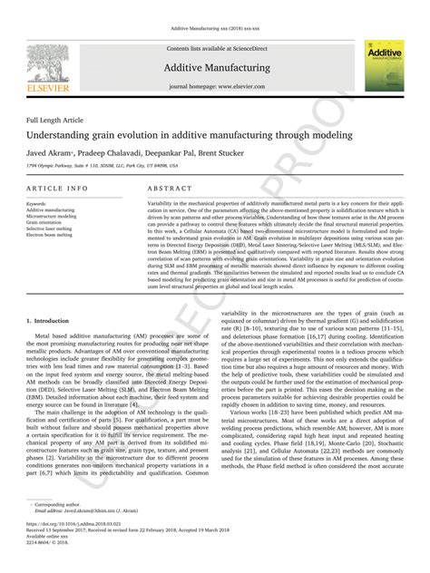 Pdf Understanding Grain Evolution In Additive Manufacturing Through Modeling