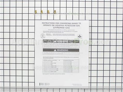 Frigidaire 318186911 Lp Conversion Kit AP3867357 AppliancePartsPros
