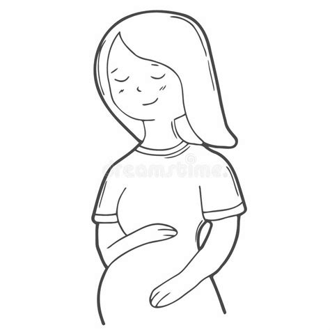 Doodle Pregnant Woman Silhouette Picture Of Mother Happy Young Mom Is