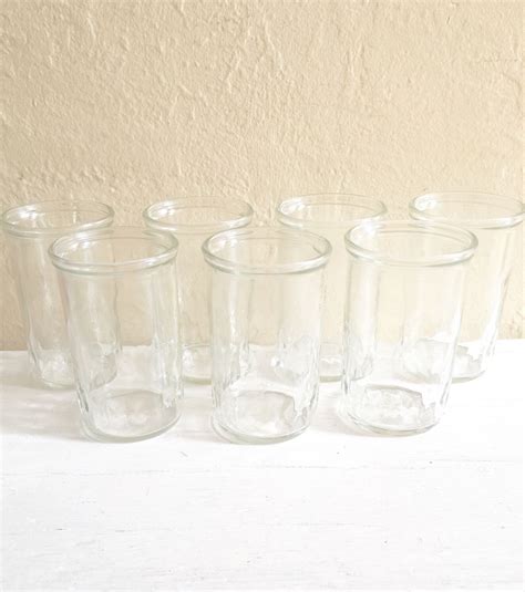 Set Of 7 Clear Vintage Jar Drinking Glasses Small Tumblers Etsy