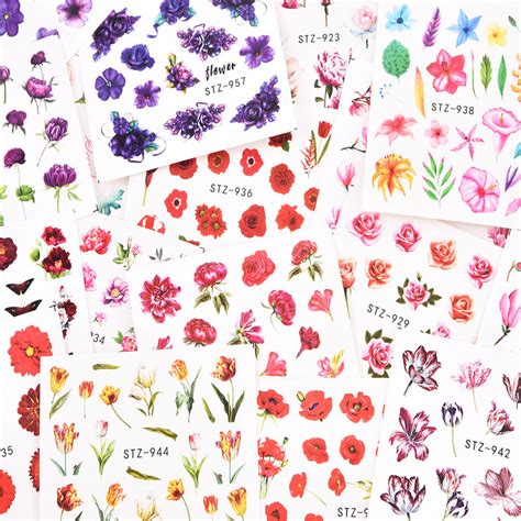 Badu Bg 1 бр Листа Цвете Черен Зелен Комплект Стикери за нокти Декорация за изкуство за нокти