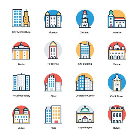 Global Monuments And Landmarks Flat Vector Icons Set 35773084 Vector