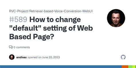 How To Change Default Setting Of Web Based Page Issue 589 RVC