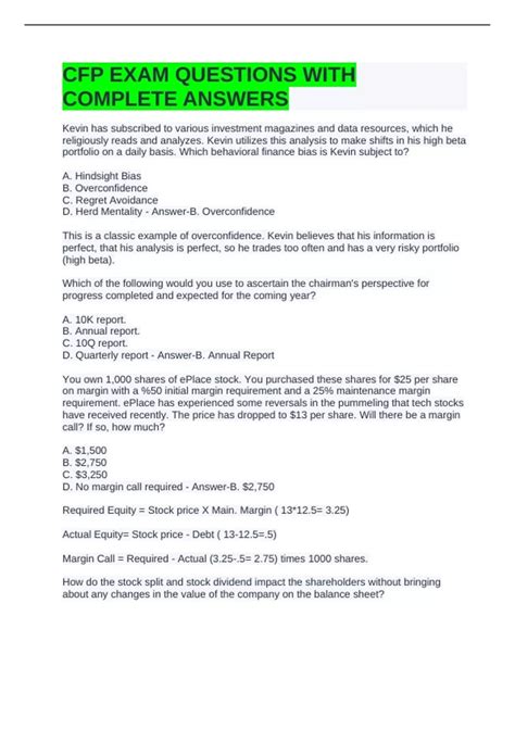 Cfp Exam Questions With Complete Answers Cfp Stuvia Us