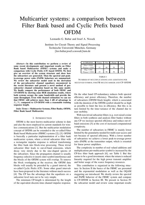 Pdf Multicarrier Systems A Comparison Between Filter Bank Based And Cyclic Prefix Based Ofdm