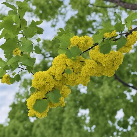 Premium Ai Image Basswood Tree With Green Leaves And Yellow Flowers