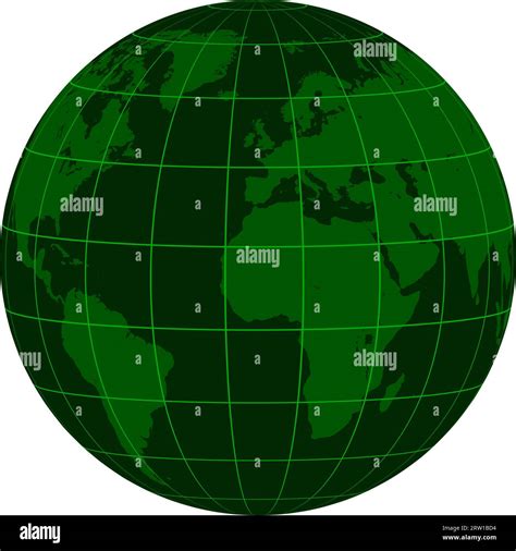 Model Earth Globe Continents Coordinate Grid Dark Green Matrix Crisis
