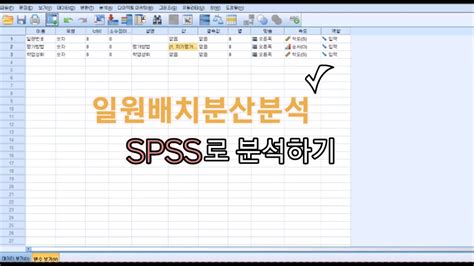 [통계분석] Spss 일원분산분석 일원배치분산분석 Oneway Anova 양적연구 집단간 차이 분석 Youtube