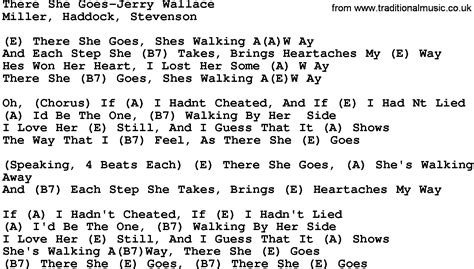 Country Music There She Goes Jerry Wallace Lyrics And Chords