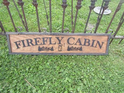 Firefly Cabin Lightning Bugs Large Custom Wooden Sign Outdoors Camping
