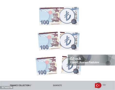 100 터키 리라 은행권입니다 돈 찢 어의 그룹입니다 평면 스타일 벡터 일러스트입니다 비즈니스 금융 개념입니다 0명에 대한 스톡