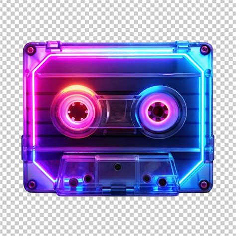 Retro Audio Cassette Neon Audio Cassette Premium Ai Generated Psd