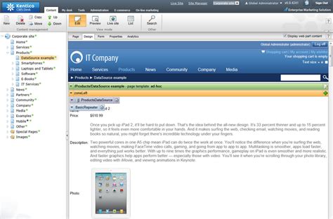 using data source web parts