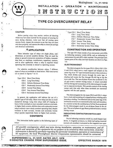 I L 41 101Q TYPE CO OVERCURRENT RELAY MANUAL Westinghouse ECP