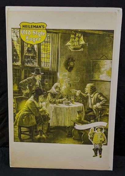 Heilemans Old Style Lager Beer Litho Sign La Crosse Wisconsin Wi Wis