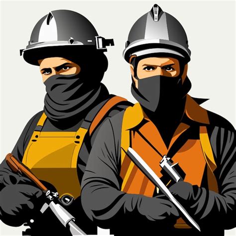 Premium Vector Robbers Disguised As Craftsmen Vector Illustration