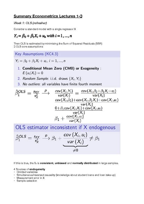 Lecture Notes Applied Econometrics Week 1 3 Applied Econometrics Lecture Notes Lecture 1