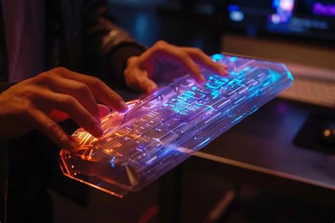 Premium Photo A Virtual Holographic Keyboard For Typing On Any S