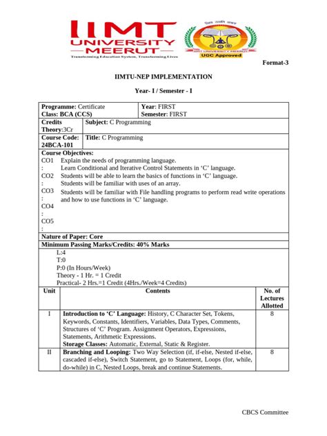 Format 3 C Programming Pdf Control Flow Computer Engineering