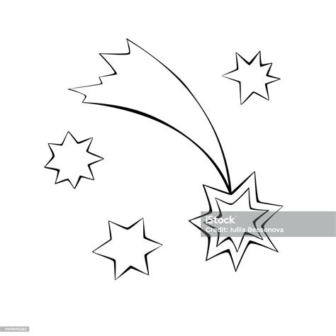 혜성 슈팅 스타 디자인 요소 밤 하늘 Ufo 공간의 주제에 아이콘 낙서 벡터 일러스트레이션 기념일에 대한 스톡 벡터 아트 및 기타 이미지 Istock