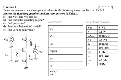Solved Question 4 55555 Transistor Parameters And