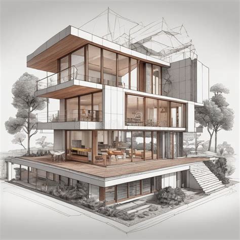 Illustration Of A Plan Modern Residential Building Technology Industry