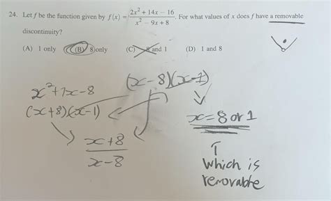 Ap Calculus How Can I Tell Which Is Removable Out Of X 1 And X 2