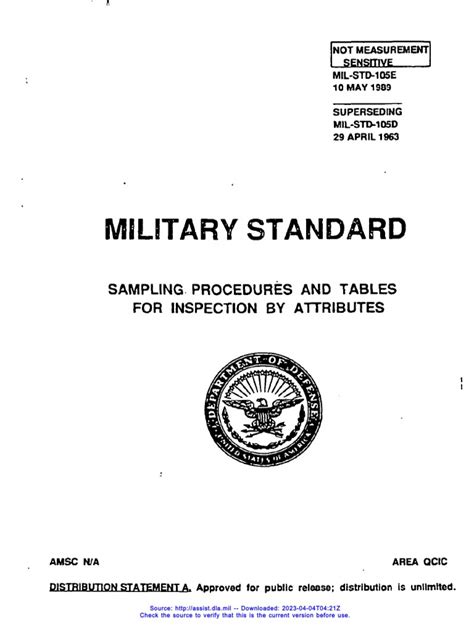 Military Standard Sampling Procedures And Tables For Inspection By Aitributes Pdf