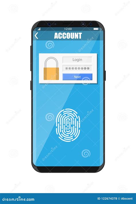 Smartphone Unlocked By Fingerprint Stock Vector Illustration Of Enter Hold