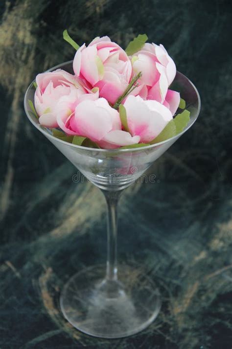 Glass With Pink Flowers Stock Image Image Of Rose Flowers 259094173