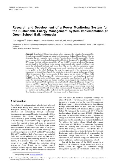 PDF Research And Development Of A Power Monitoring System For The Sustainable Energy